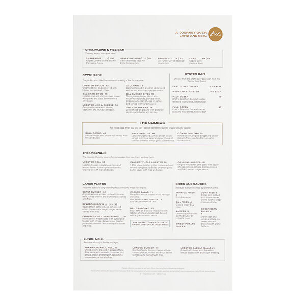Choice 8 1/4" x 14" Rounded Corner Customizable Waterproof Menu
