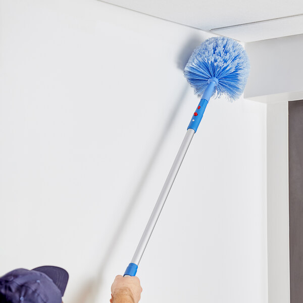 Lavex 6 11/16" Cobweb / Corner Duster Brush with 8' Telescopic Pole