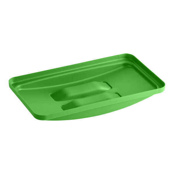 Lavex Lime Green Slim Rectangular Compost Receptacle Flat Lid with Handle