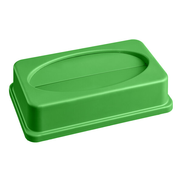 Lavex Lime Green Slim Rectangular Compost Receptacle Drop Shot Lid