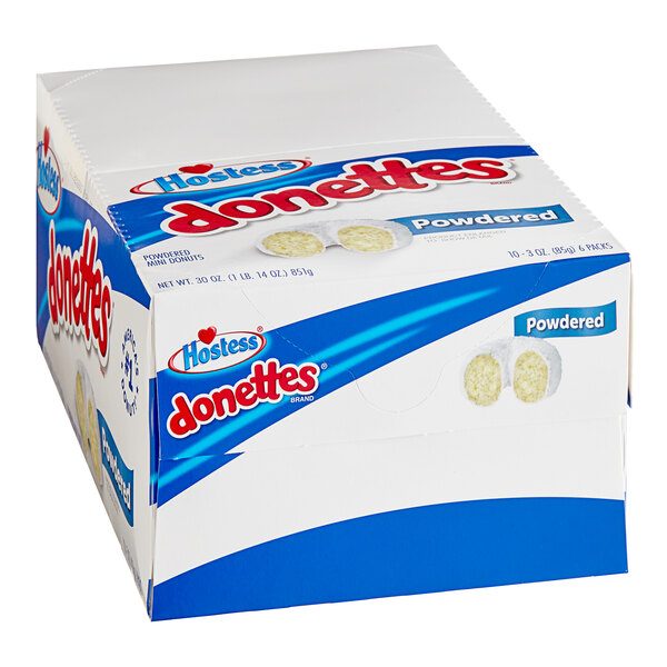 Hostess Donettes Single Serve Powdered Mini Donuts 6-Count 3 oz. - 60/Case