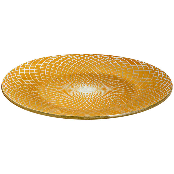 Rosseto Kalderon Spiro 15 5/8" Round Gold Glass Platter
