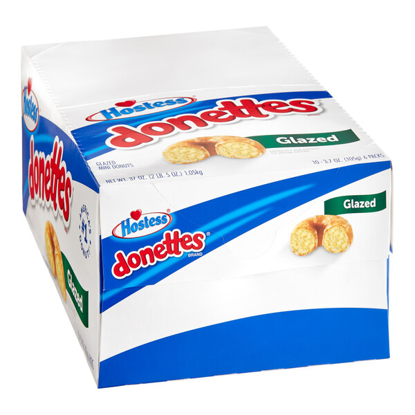 Hostess Donettes Single Serve Glazed Mini Donuts 6-Count 3.7 oz. - 60/Case