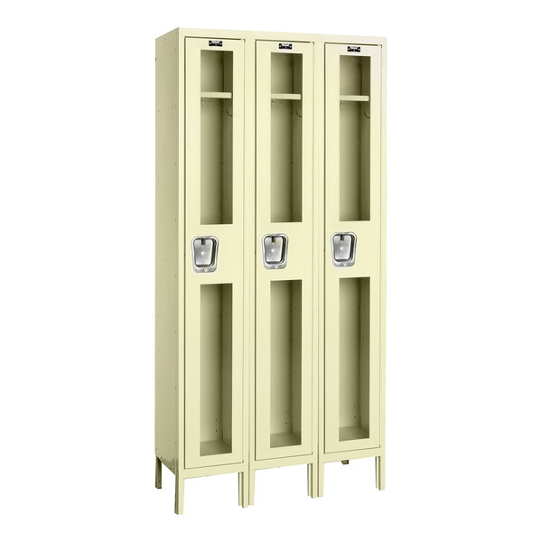 Hallowell Safety-View 36" x 15" x 78" Tan Triple 1-Tier Wardrobe Locker