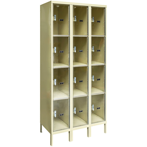 Hallowell Safety-View 36" x 15" x 78" Tan Triple 4-Tier Box Locker ...