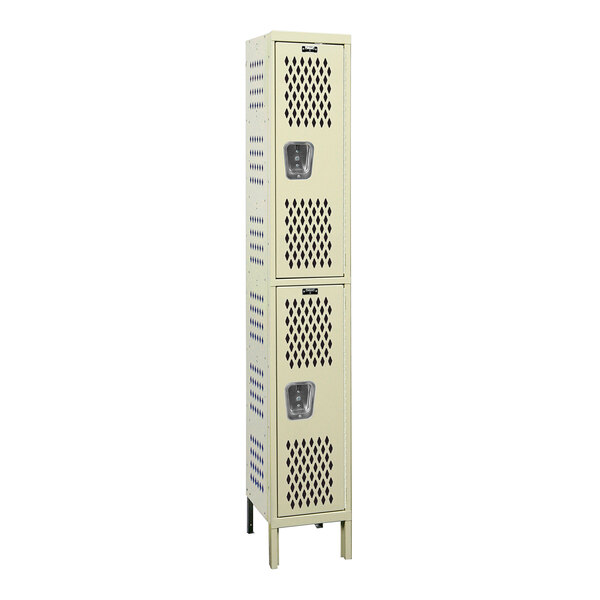Hallowell 12" x 18" x 78" Tan Single 2-Tier Ventilated Wardrobe Locker ...