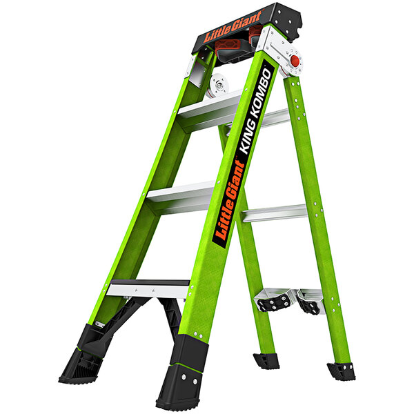 Little Giant King Kombo Industrial 4' Type 1AA Green Fiberglass 3-in-1 ...