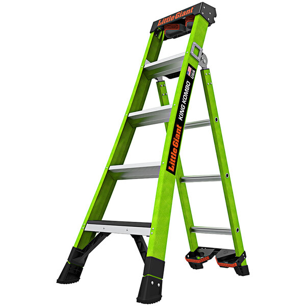 Little Giant King Kombo Industrial 5' Type 1AA Green Fiberglass 3-in-1 ...