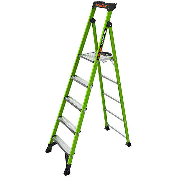 Little Giant MightyLite 7' Type 1A Green Fiberglass Step Ladder 15397 ...