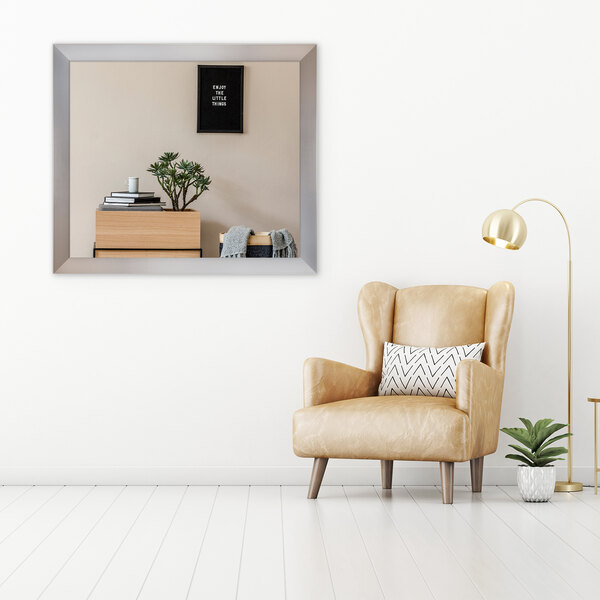 BrandtWorks 40" x 46" Stainless Steel Brushed Silver Finish Mirror