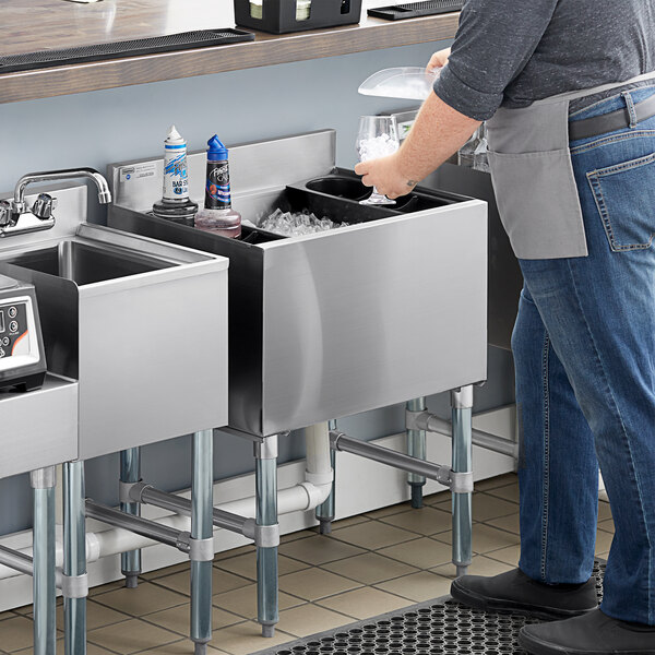 Steelton 18" x 24" Underbar Ice Bin with Bottle Holders - 77 lb.