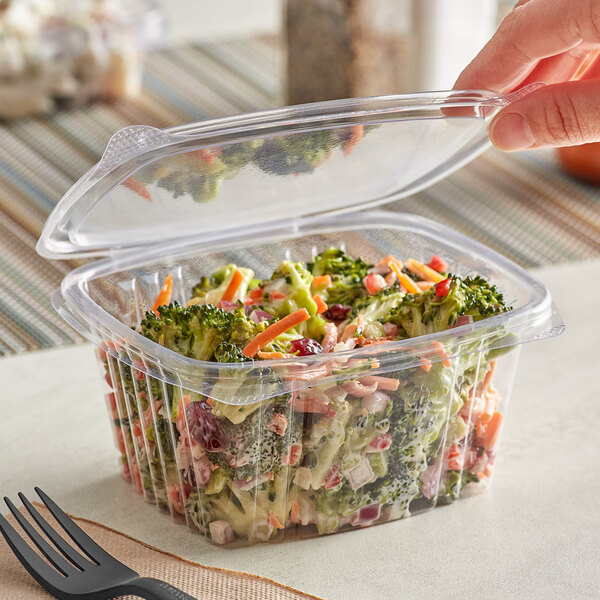 Stalk Market Rectangular Clear PLA Hinged Deli Container 16 oz. - 300/Case