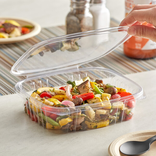 Stalk Market Rectangular Clear PLA Hinged Deli Container 24 oz. - 200/Case