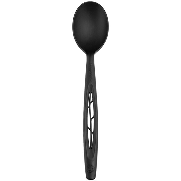 Stalk Market Heavy Weight Black CPLA Spoon 6 1/2" - 1000/Case