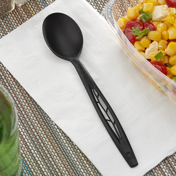 Stalk Market Heavy Weight Black CPLA Spoon 6 1/2" - 1000/Case