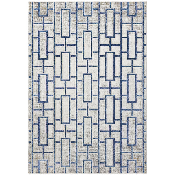 Abani Atlas Collection 6' x 9' Blue / Gray Contemporary Seamless ...