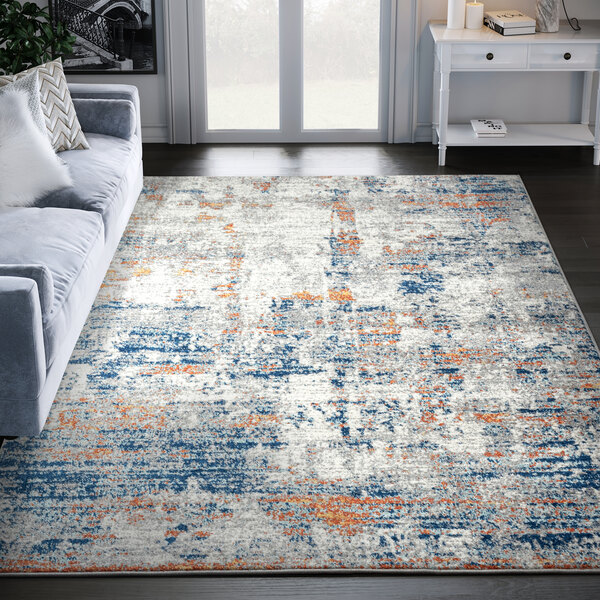 Abani Casa Collection 6' x 9' Gray / Blue Contemporary Abstract ...