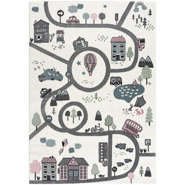 Abani Play Collection 4' x 6' Multicolor Contemporary Garden Town Area Rug