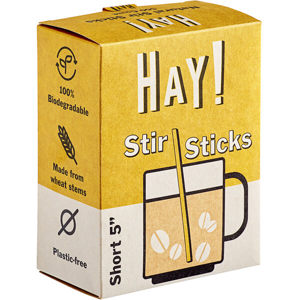 HAY! Straws 5" Natural Wheat Compostable Stir Stick - 3000/Case