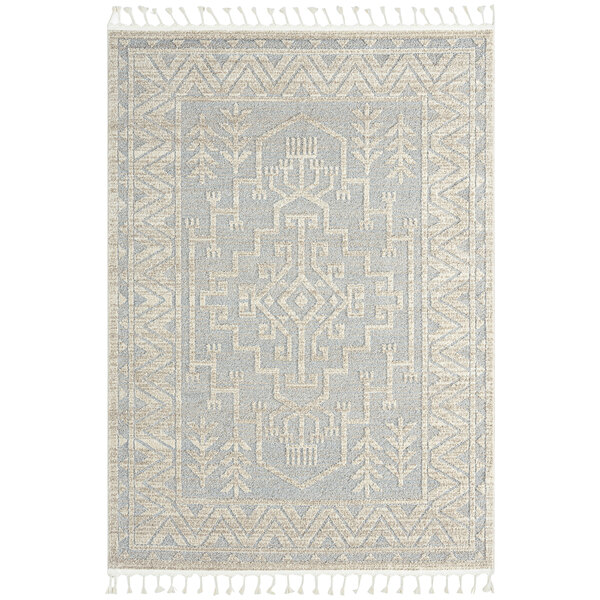 Abani Cabo Collection 4' x 6' Cream / Gray Farmhouse Medallion Area Rug
