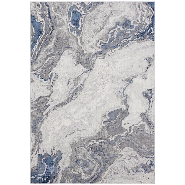 Abani Atlas Collection 6' x 9' Gray Contemporary Abstract Marble Area Rug