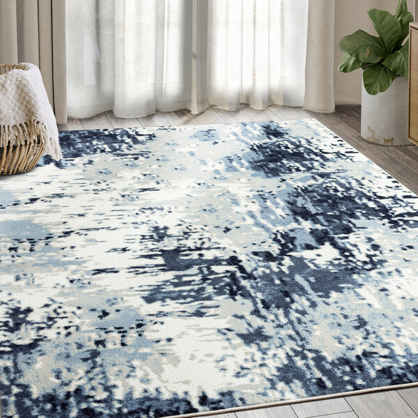 Abani Arto Collection 5' 3" x 7' 6" Blue / White Distressed ...