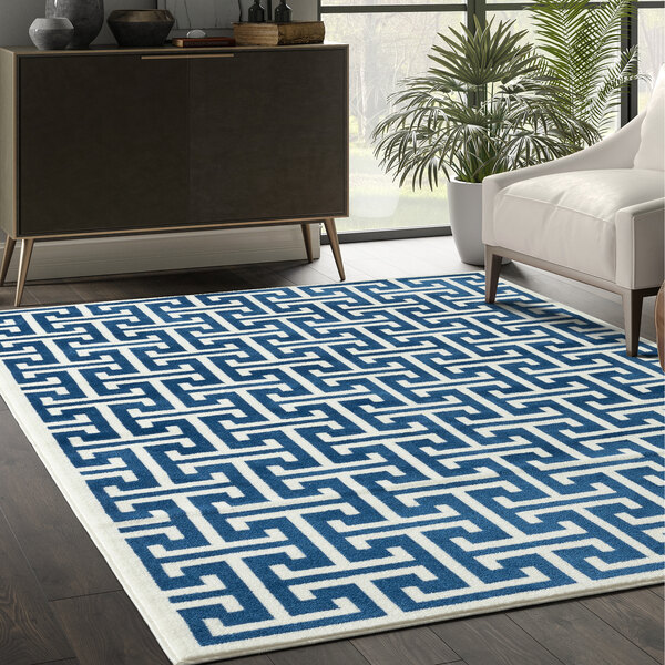 Abani Arto Collection 7' 9" x 10' 2" Cream / Blue Contemporary ...