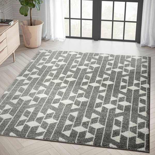 Abani Casa Collection 6' x 9' Cream / Gray Contemporary Geometric Area Rug
