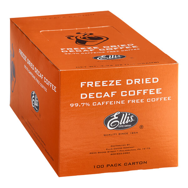 Ellis Freeze Dried Instant Decaf Coffee Packet - 100/Box