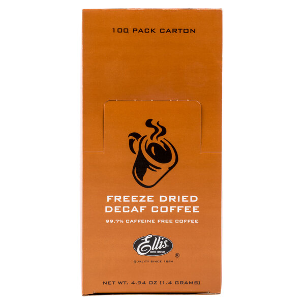Ellis Freeze Dried Instant Decaf Coffee Packet - 100/Box
