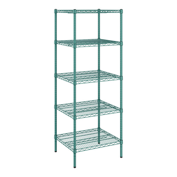 Regency 21" x 24" NSF Green Epoxy 5-Shelf Kit with 64" Posts