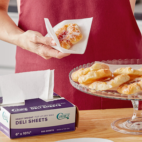 Choice 6" x 10 3/4" Heavy Weight Interfolded Deli Wrap Wax Paper - 500/Box