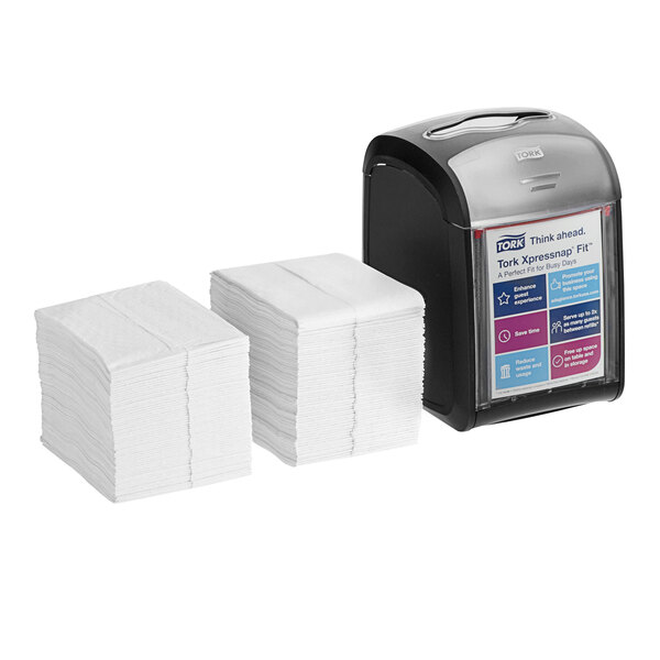 Tork Xpressnap Fit 800723 Black Tabletop Interfold Napkin Dispenser ...