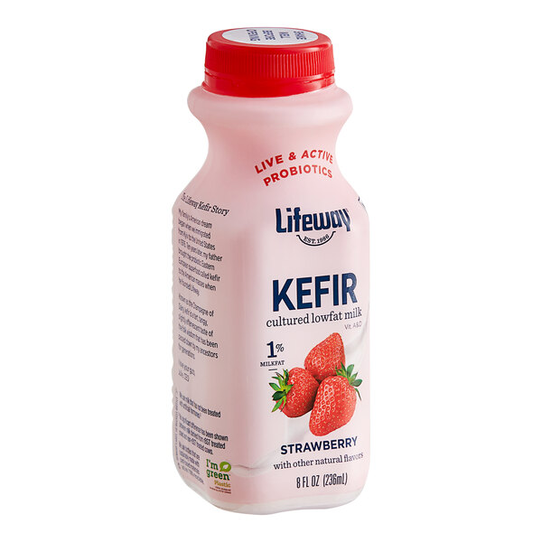 Lifeway Low-Fat Strawberry Kefir 8 fl. oz. - 6/Case