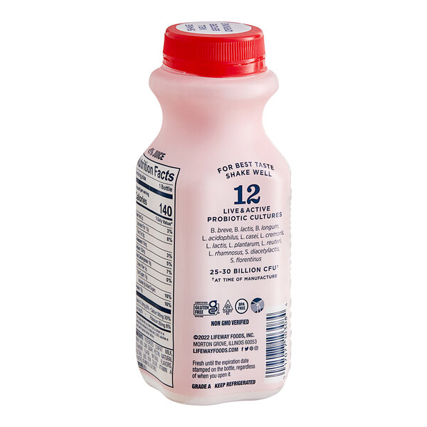 Lifeway Low-Fat Strawberry Kefir 8 fl. oz. - 6/Case