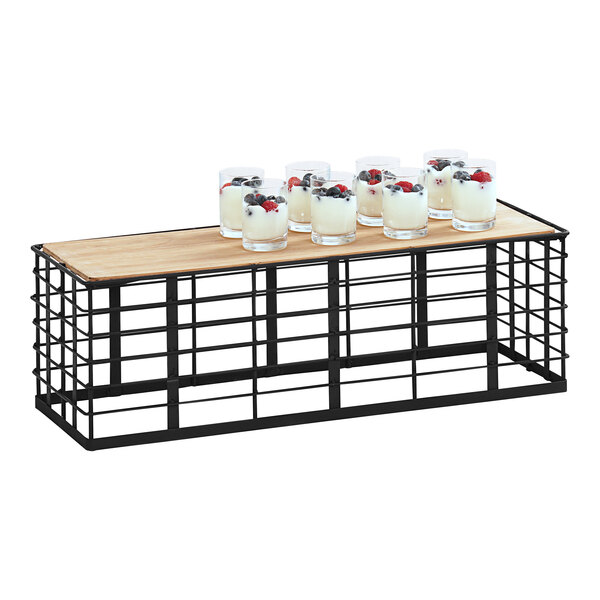 Cal-Mil Madison 21 1/2" x 7 1/2" x 7" Black Metal / Reclaimed Bamboo ...