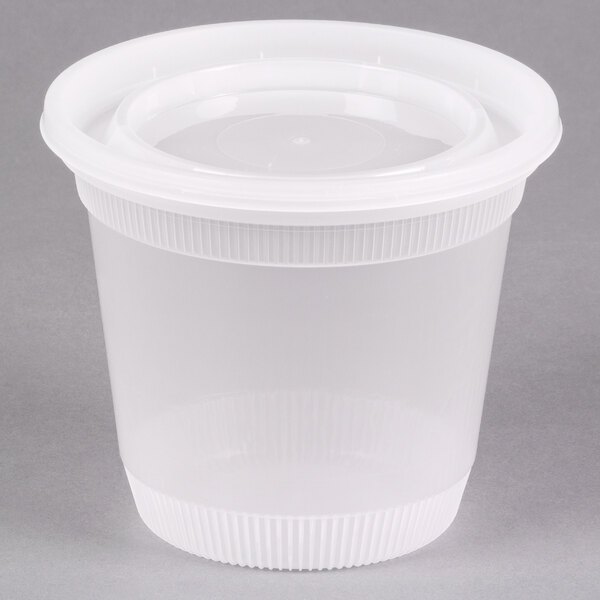 Pactiv/Newspring 32 oz. Translucent Round Squat Deli Container Combo ...