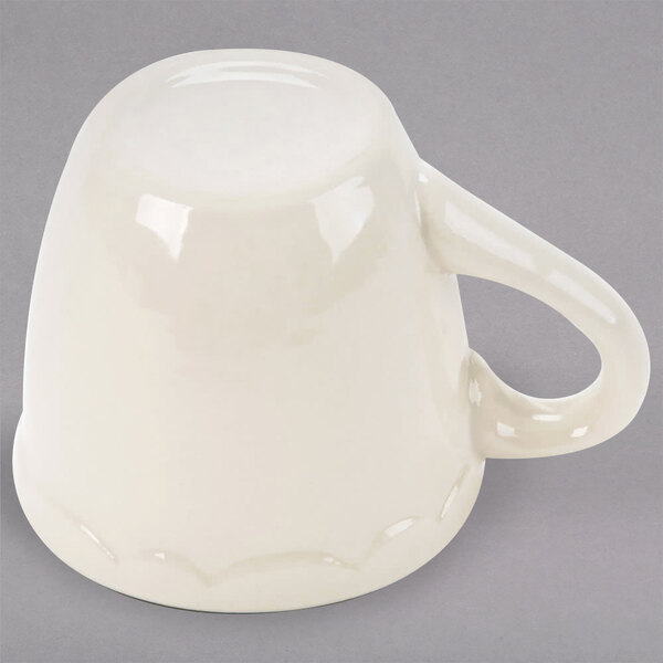 CAC 3.5 oz. Ivory Scalloped Edge China Cup with Black Band - 36/Case