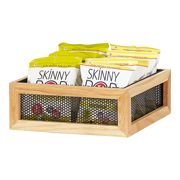 Cal-Mil Camden 12" x 12" x 4" Black Metal / Oak Wood Reversible Display ...