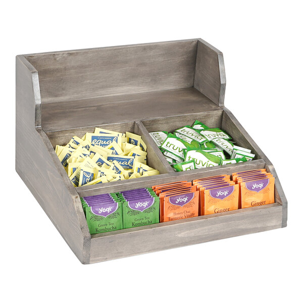 Cal-Mil Aspen Gray-Washed Pine Wood Condiment Organizer - 15 1/4" x 14 ...