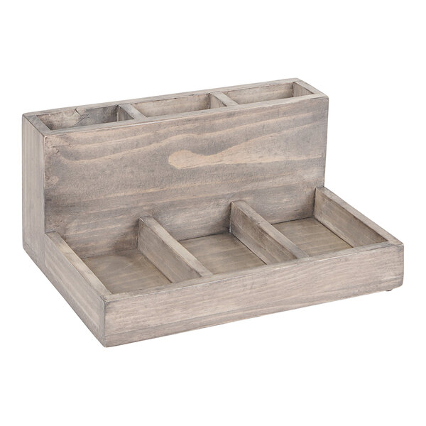 Cal-Mil Aspen 9" x 6 1/8" x 4 3/8" 6-Section Gray-Washed Pine Wood ...
