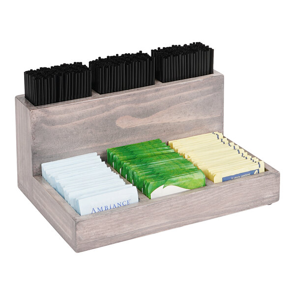 Cal-Mil Aspen 9" x 6 1/8" x 4 3/8" 6-Section Gray-Washed Pine Wood ...