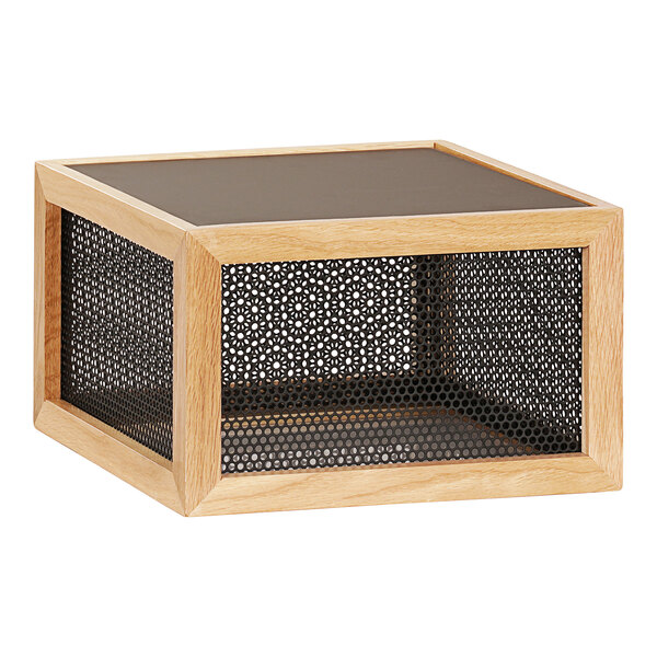 Cal-Mil Camden 12" x 12" x 7" Black Metal / Oak Wood Reversible Display ...