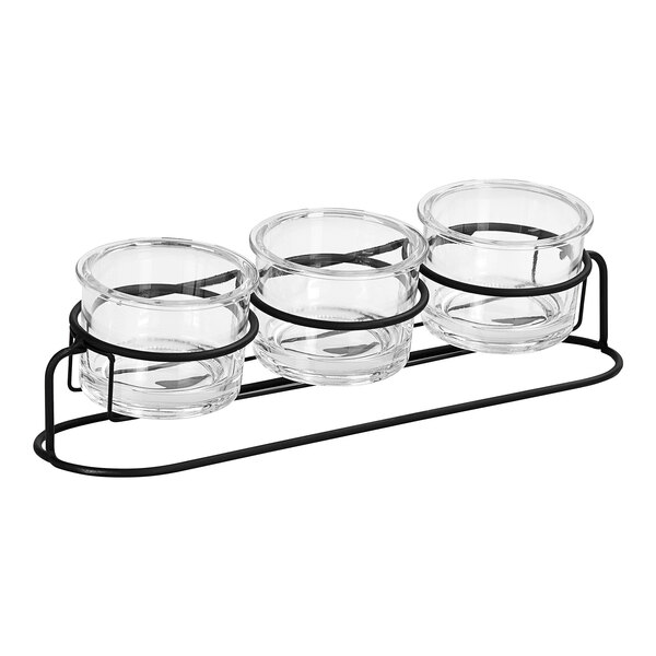 Cal-Mil Madison 19" x 5/12" x 5 1/4" Black Condiment Display with (3 ...