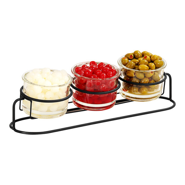 Cal-Mil Madison 19" x 5/12" x 5 1/4" Black Condiment Display with (3 ...