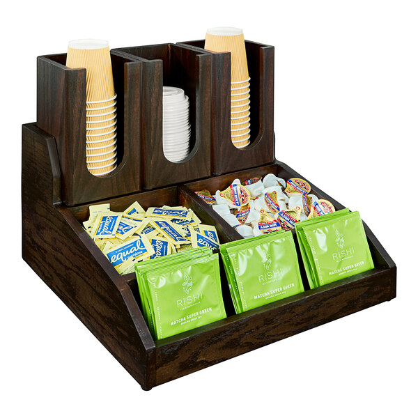 Cal-Mil Heritage Dark-Stained Oak Wood Condiment Organizer - 15" x 14 1 ...