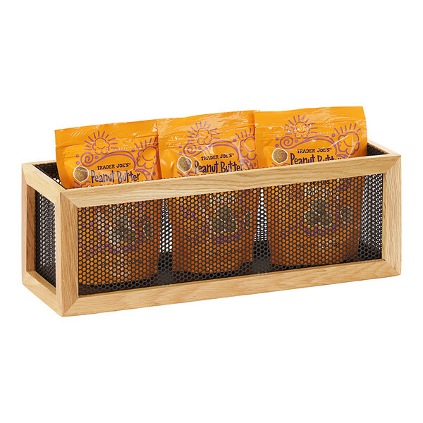 Cal-Mil Camden 20" x 7" x 7" Black Metal / Oak Wood Reversible Display ...