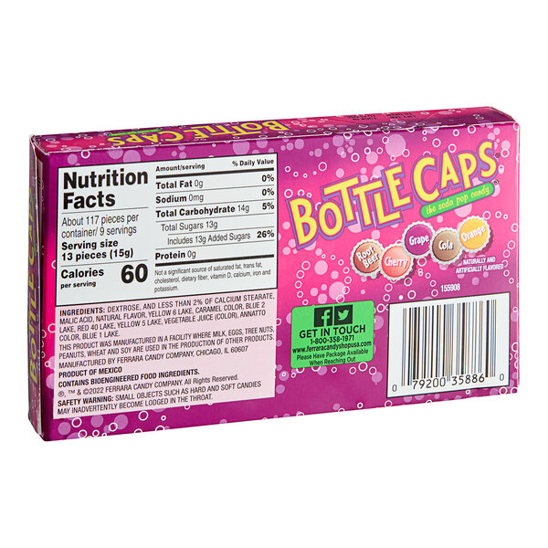 Bottle Caps Soda Pop Candy 5 oz. Box - 10/Case