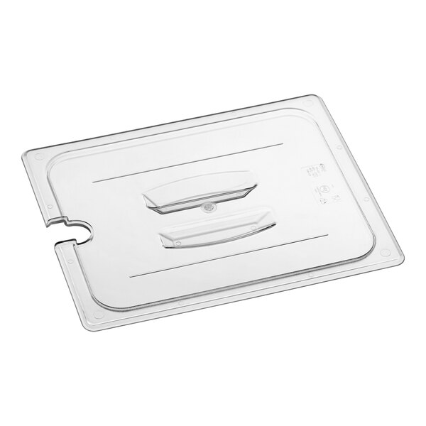 Choice 1/2 Size Clear Polycarbonate Food Pan Lid with Notch and Handle