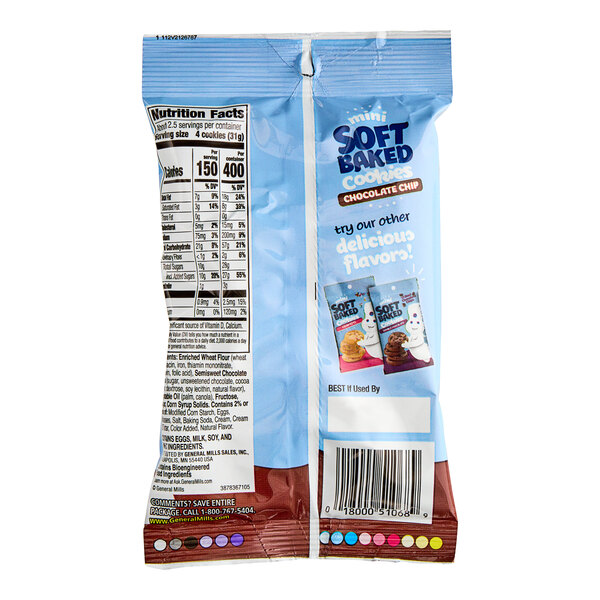 Pillsbury Soft-Baked Mini Chocolate Chip Cookies 3 oz. - 54/Case
